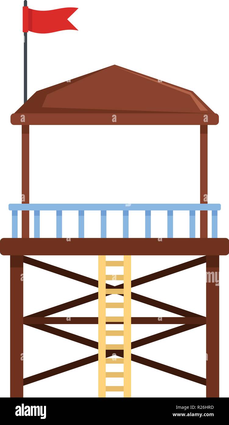 Rescue tower icon. Flat illustration of rescue tower vector icon for ...
