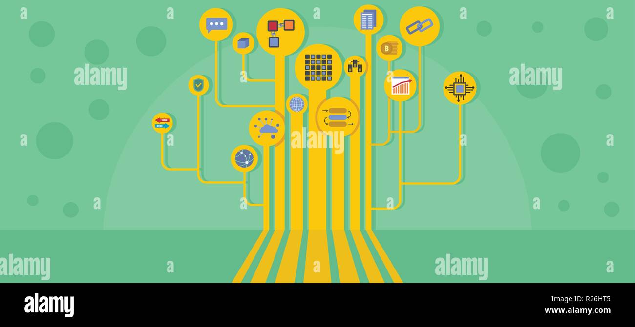 Software chain banner. Flat illustration of software chain vector ...