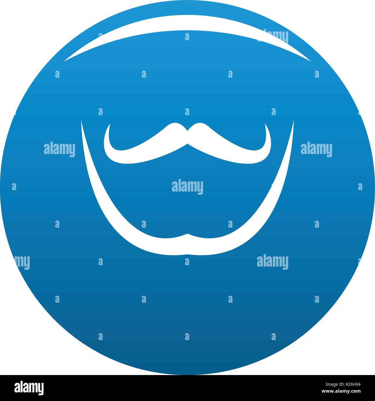 Mustache and beard icon vector blue circle isolated on white background ...