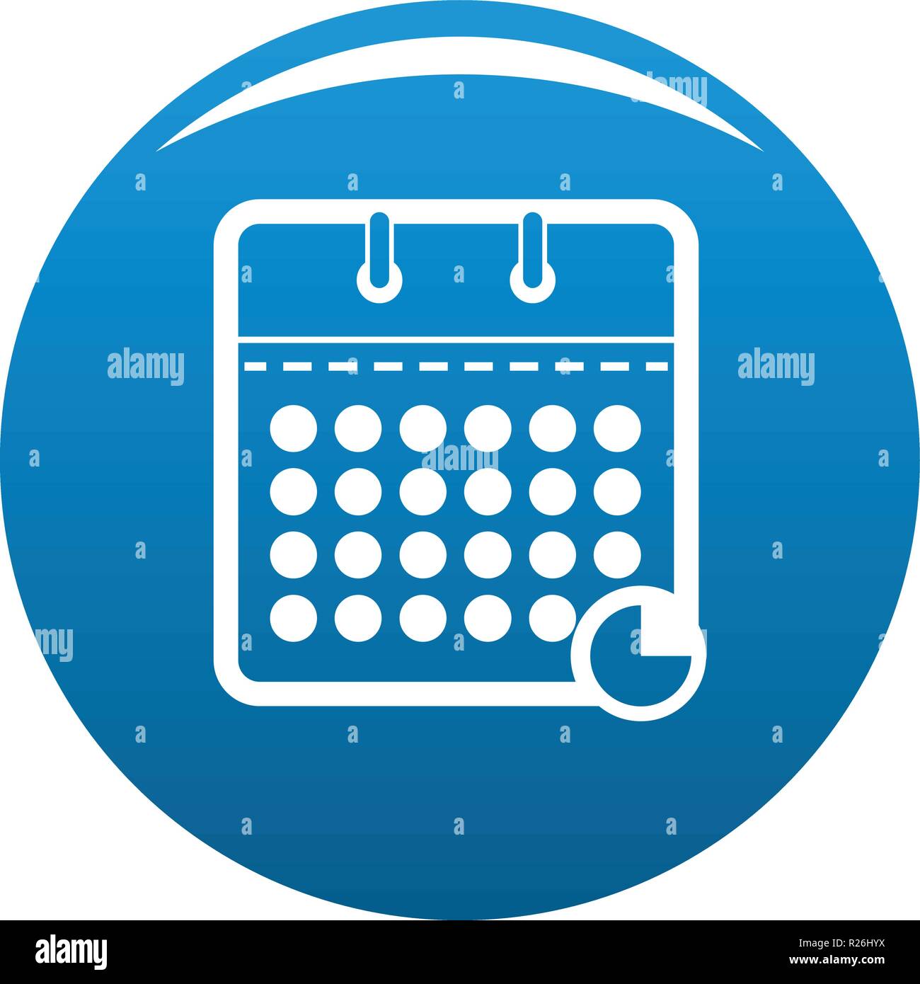 Calendar business icon vector blue circle isolated on white background ...