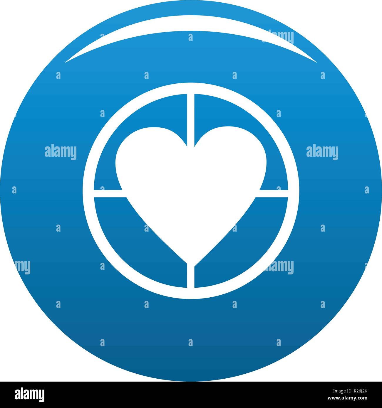 Gunpoint heart icon vector blue circle isolated on white background ...