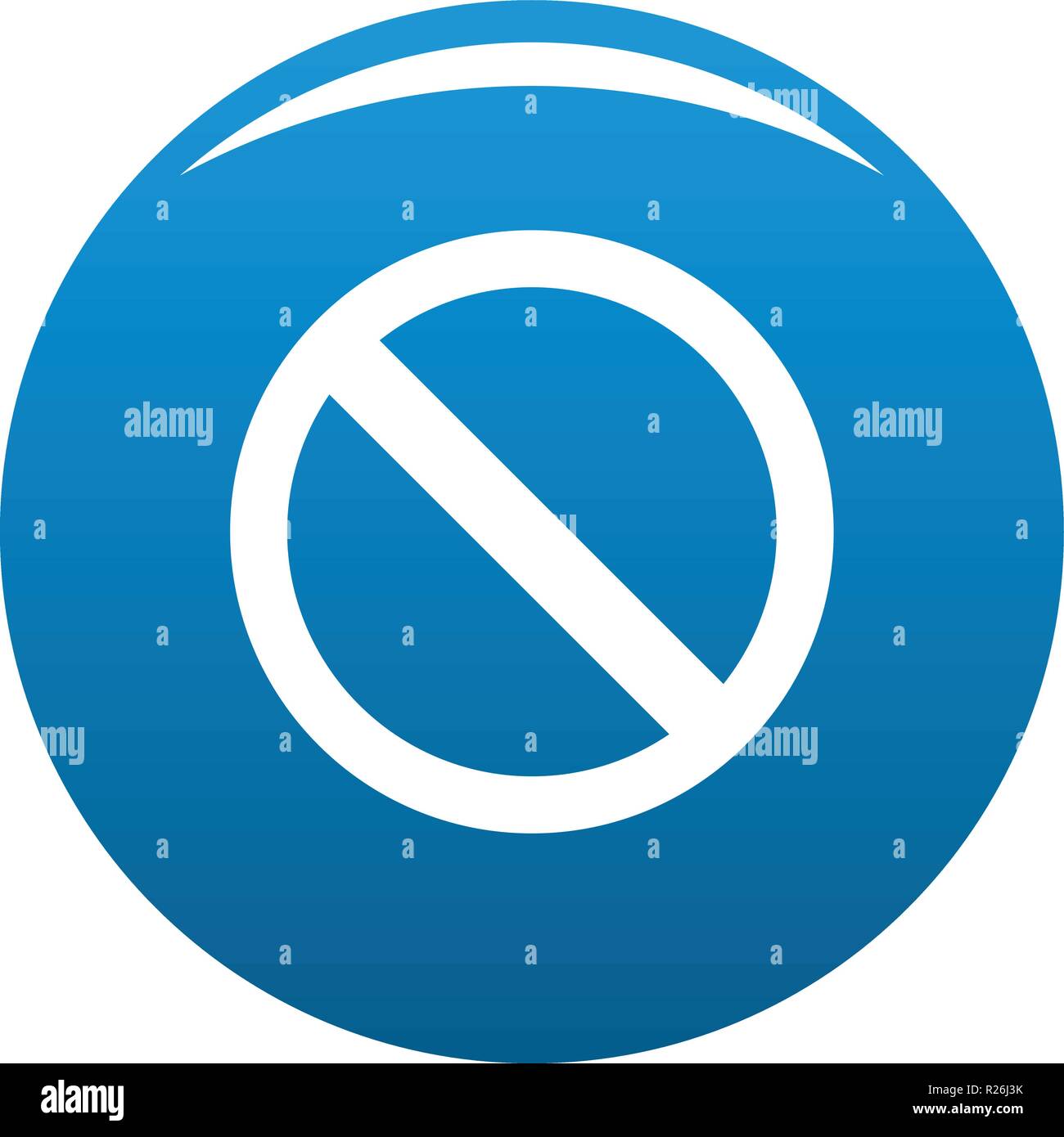 Prohibition sign or no sign icon vector blue circle isolated on white ...