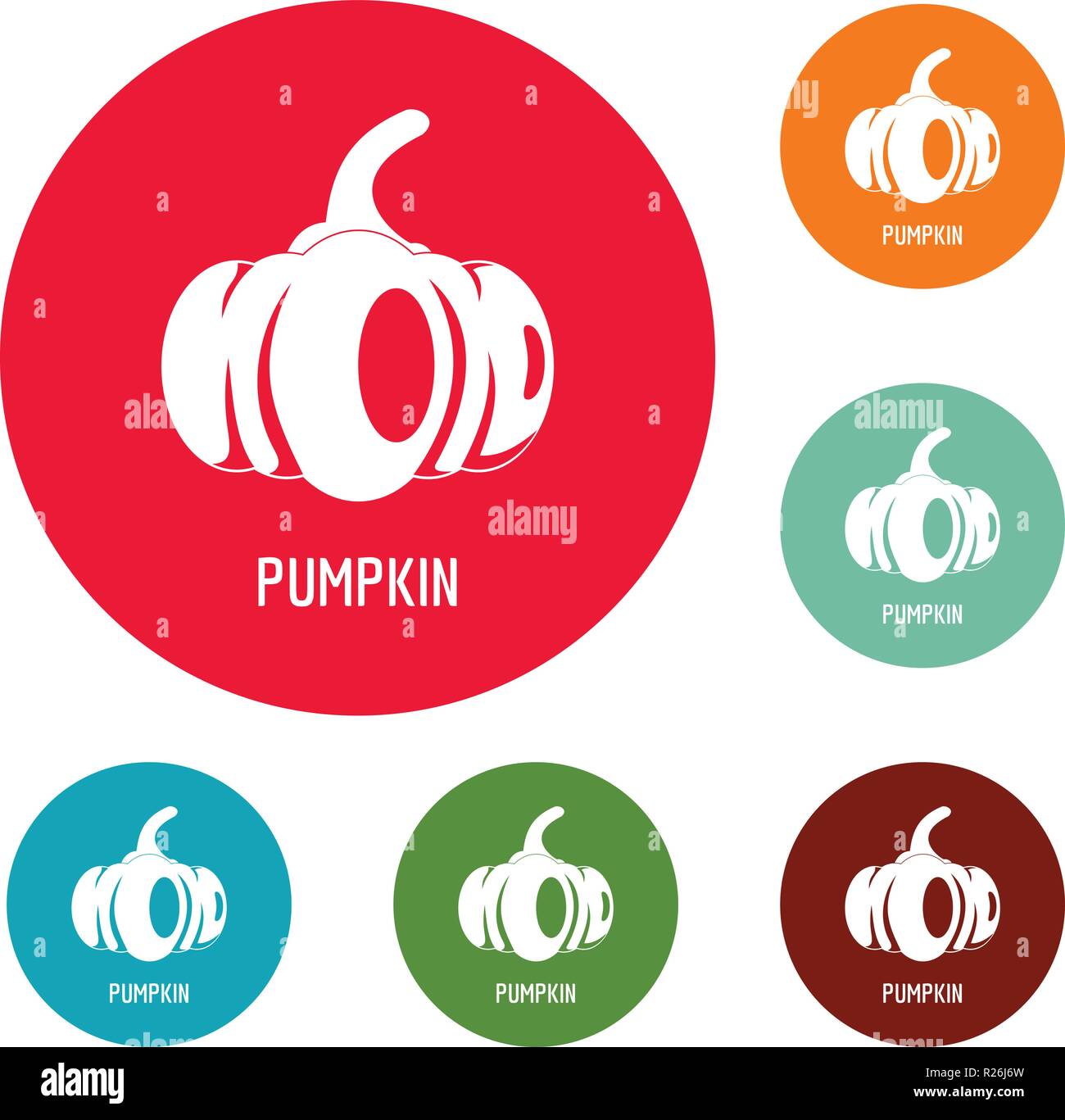 Pumpkin icons circle set vector isolated on white background Stock ...