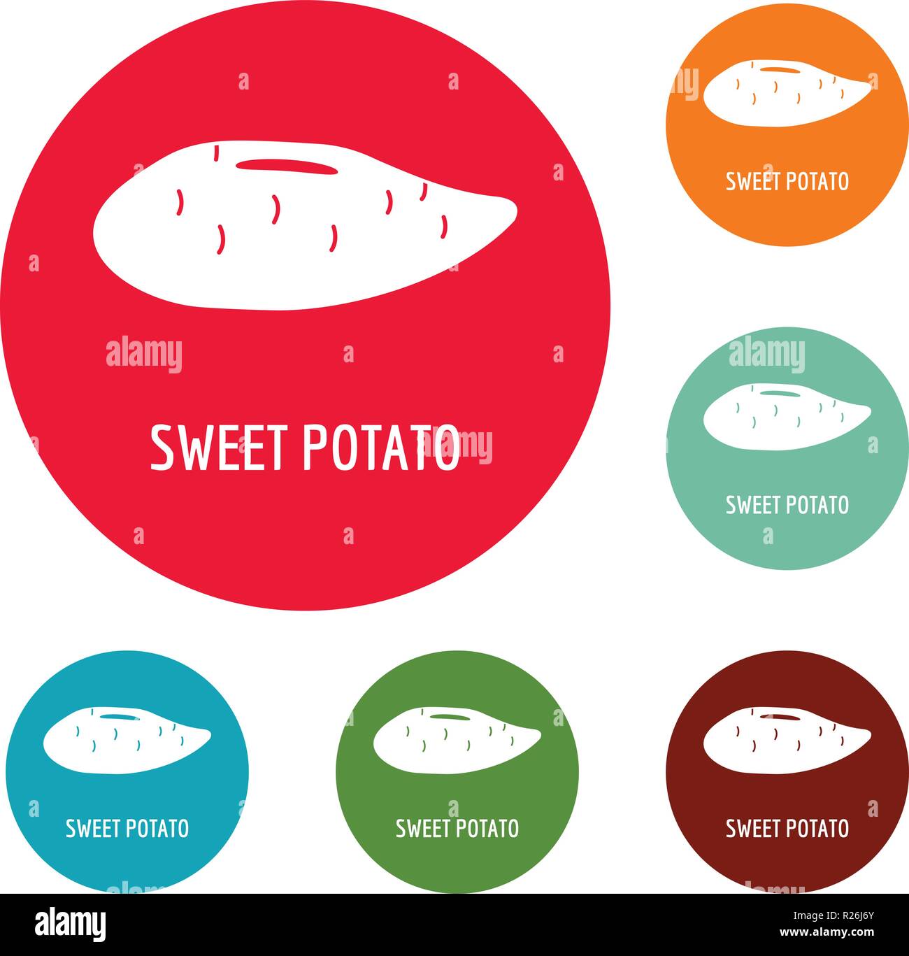 Sweet potato icons circle set vector isolated on white background Stock ...