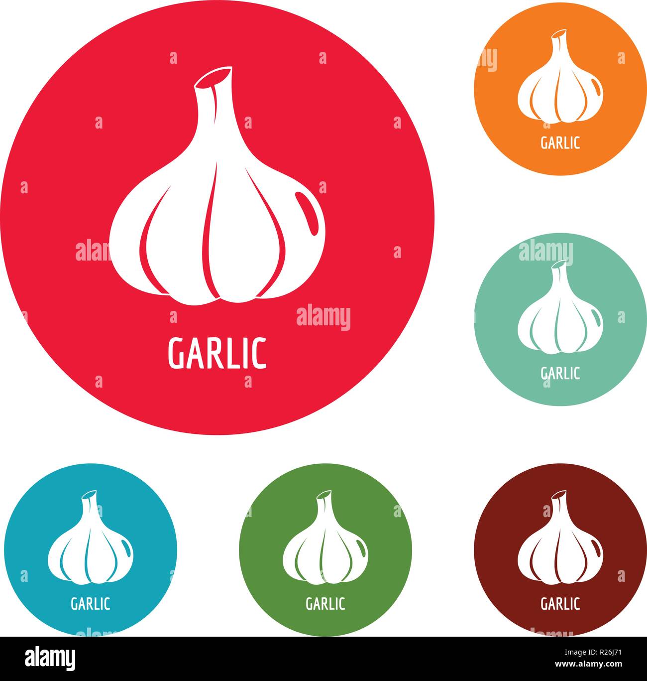 Garlic icons circle set vector isolated on white background Stock ...