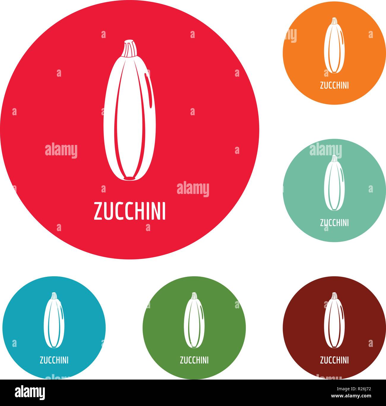 Zucchini icons circle set vector isolated on white background Stock ...
