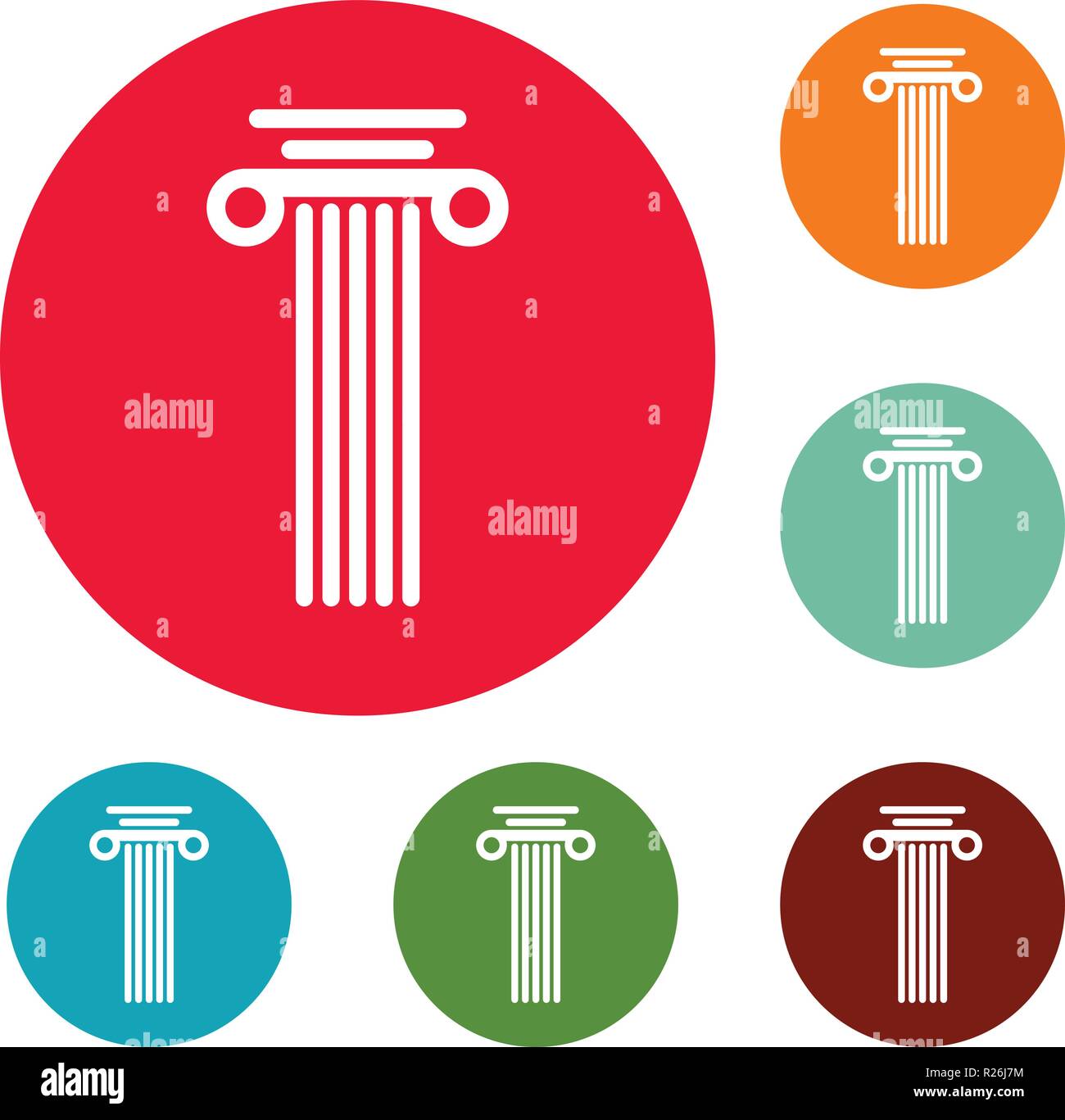 Square column icons circle set vector isolated on white background ...