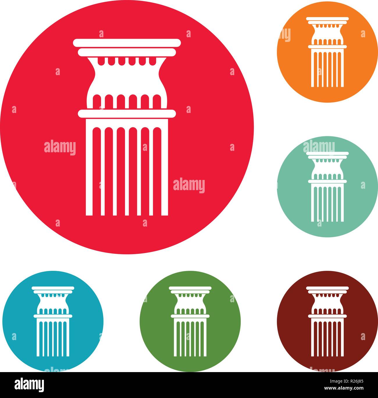 Column icons circle set vector isolated on white background Stock ...