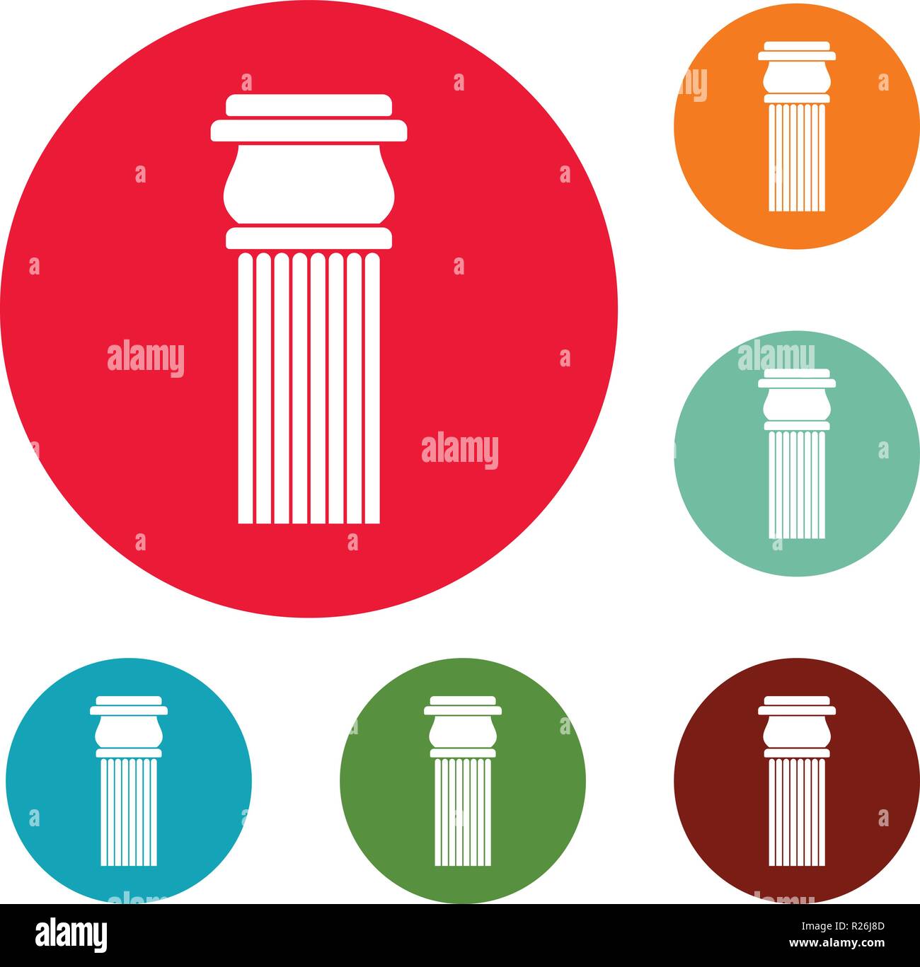 Stone column icons circle set vector isolated on white background Stock ...