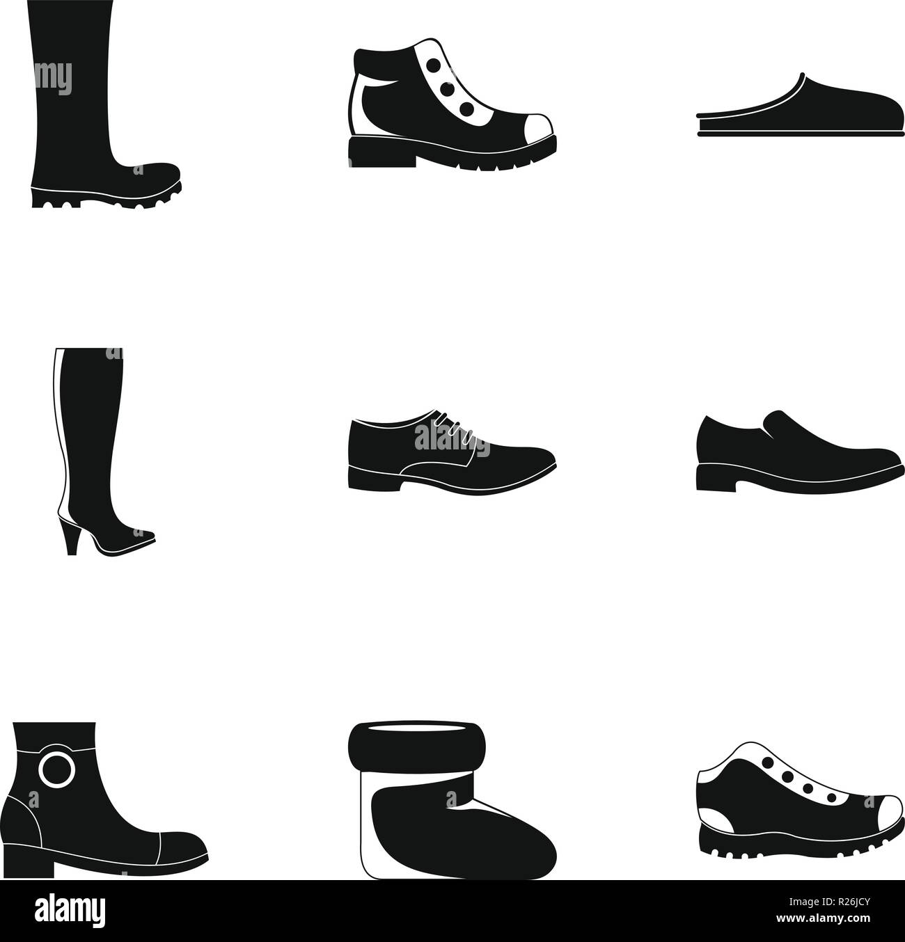 Footwear icons set. Simple set of 9 footwear vector icons for web ...