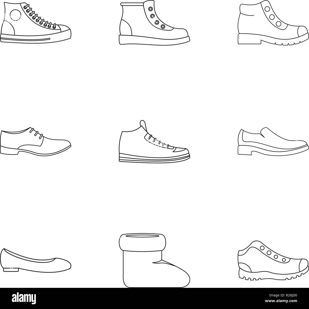 Barefoot person icons set. Outline set of 9 barefoot person vector ...
