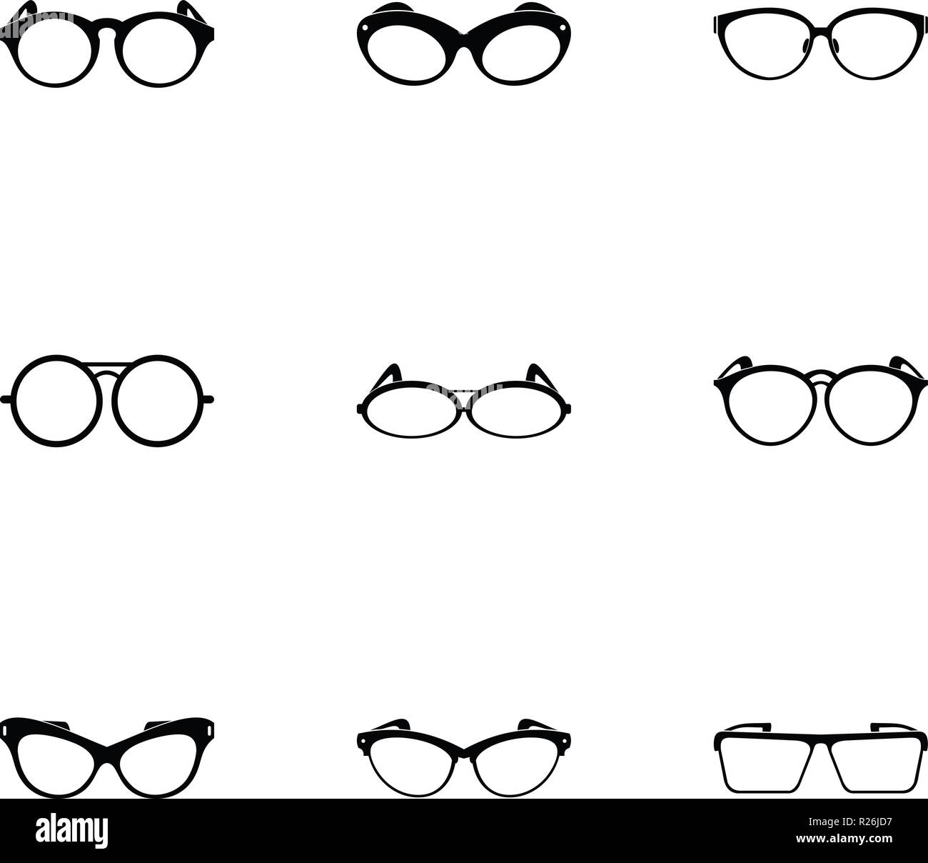 Glasses icons set. Simple set of 9 glasses vector icons for web isolated on white background ...