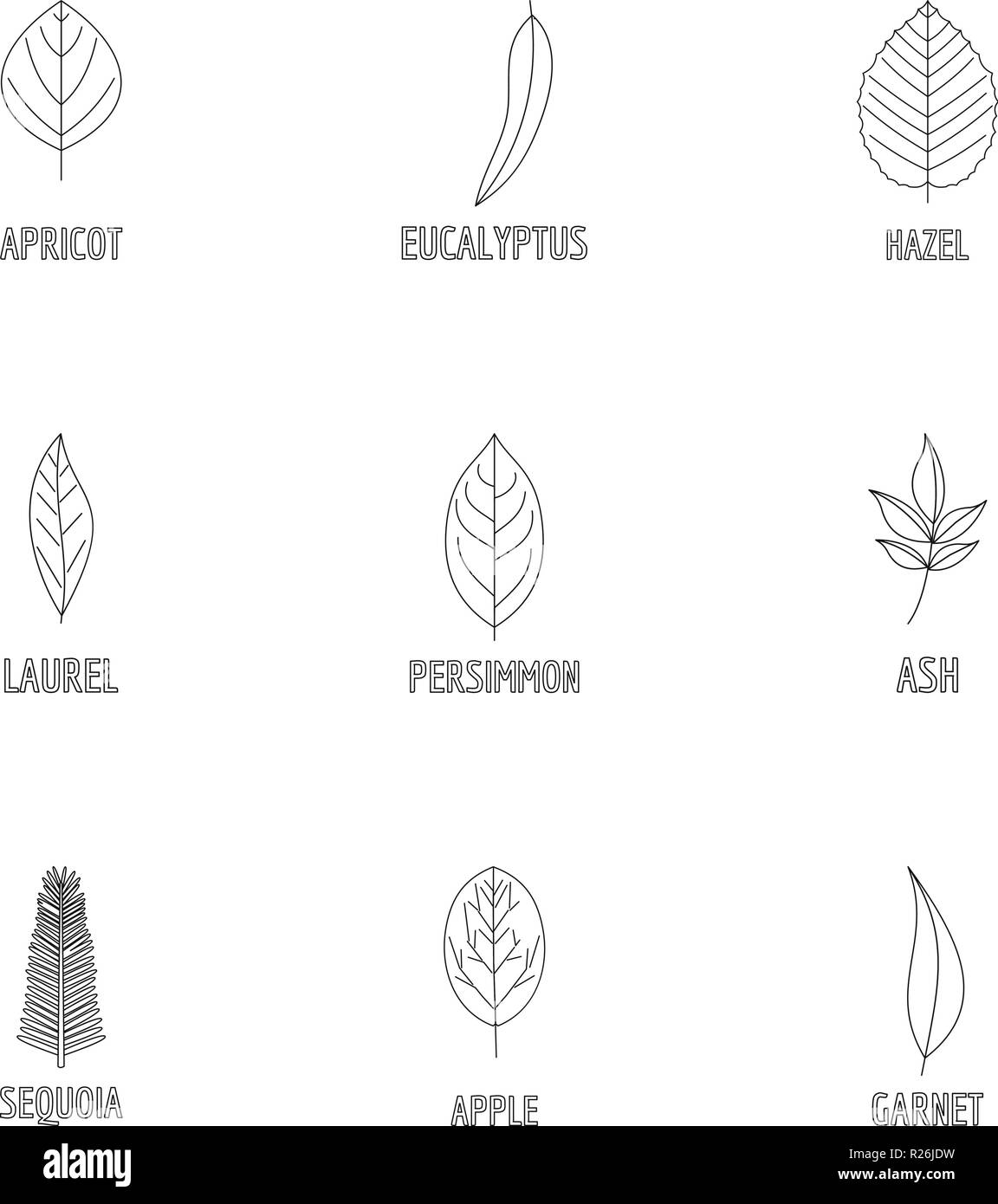 Wood structure icons set. Outline set of 9 wood structure vector icons ...