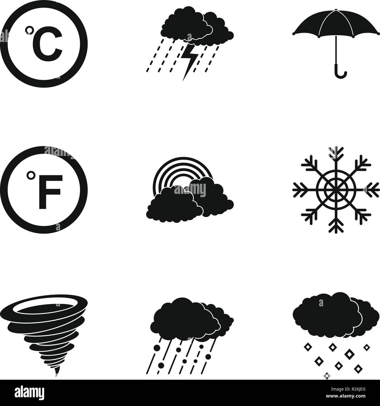 Hydrometcentre icons set. Simple set of 9 hydrometcentre vector icons ...