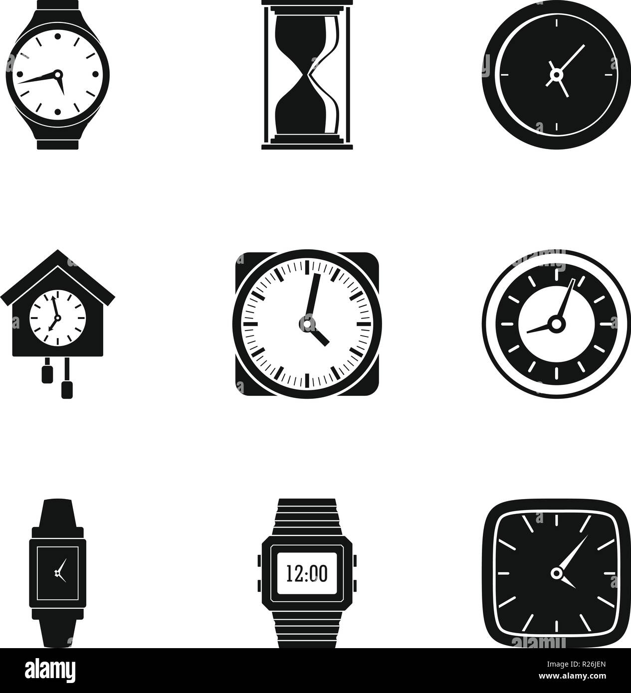 Timing signal icons set. Simple set of 9 timing signal vector icons for ...