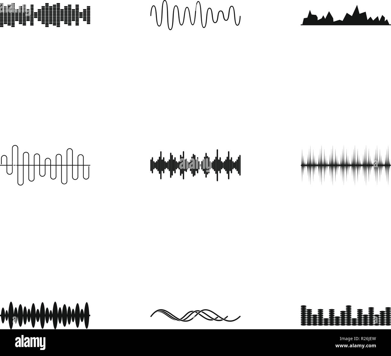 Sound icons set. Simple set of 9 sound vector icons for web isolated on ...