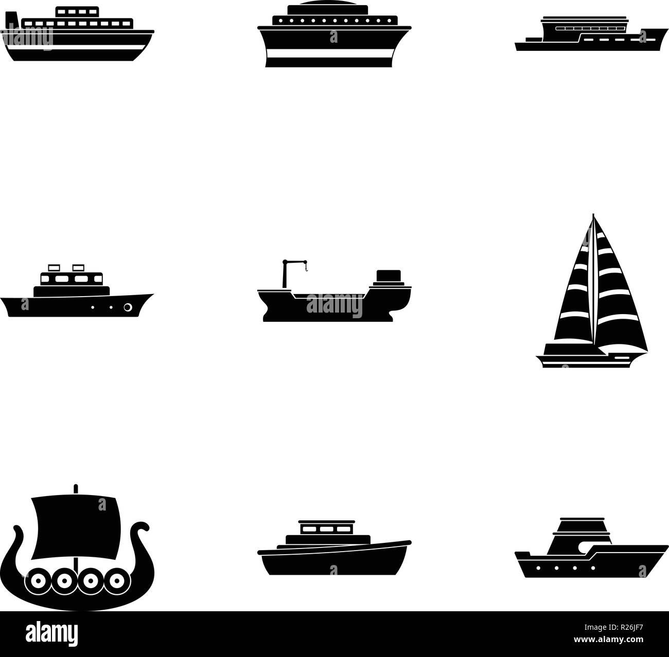 Motorship icons set. Simple set of 9 motorship vector icons for web ...