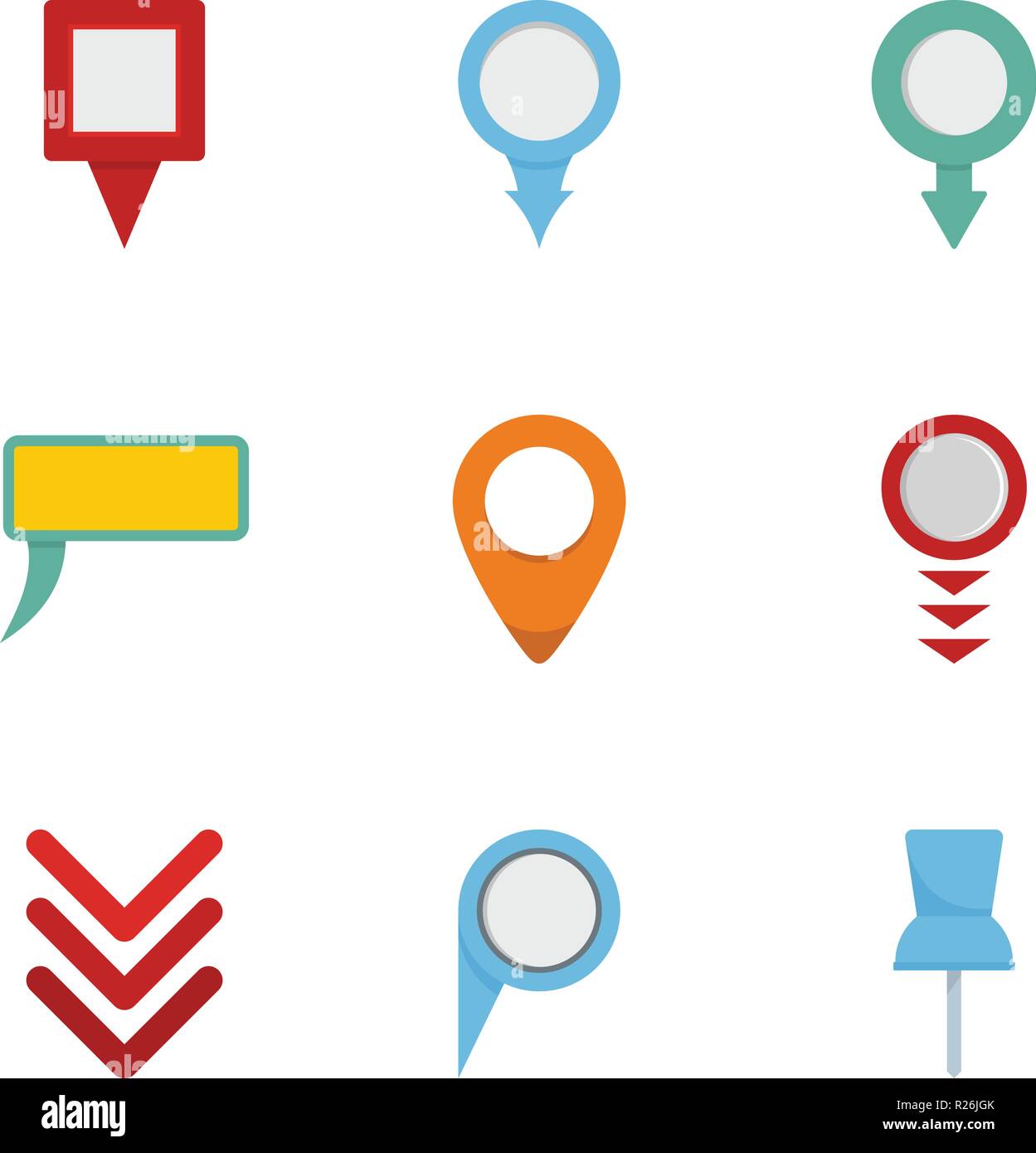 GPS pointer icons set. flat set of 9 gps pointer vector icons for web isolated on white ...