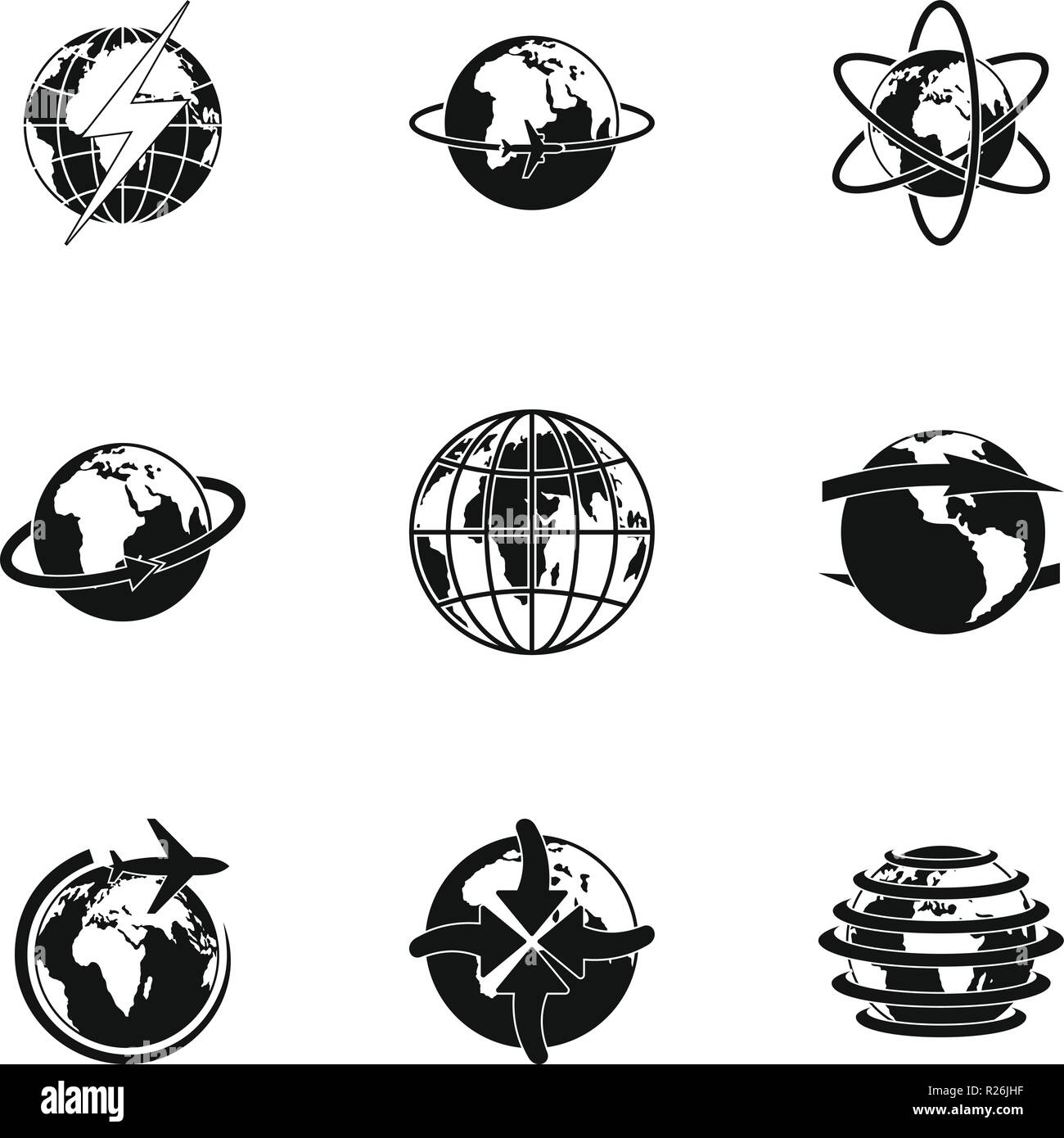 Planetary icons set. Simple set of 9 planetary vector icons for web ...