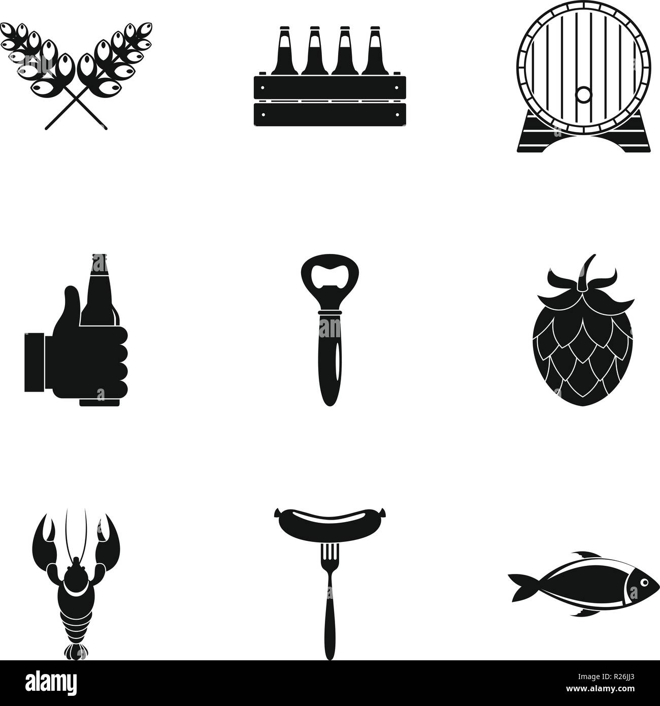 Light food icons set. Simple set of 9 light food vector icons for web ...