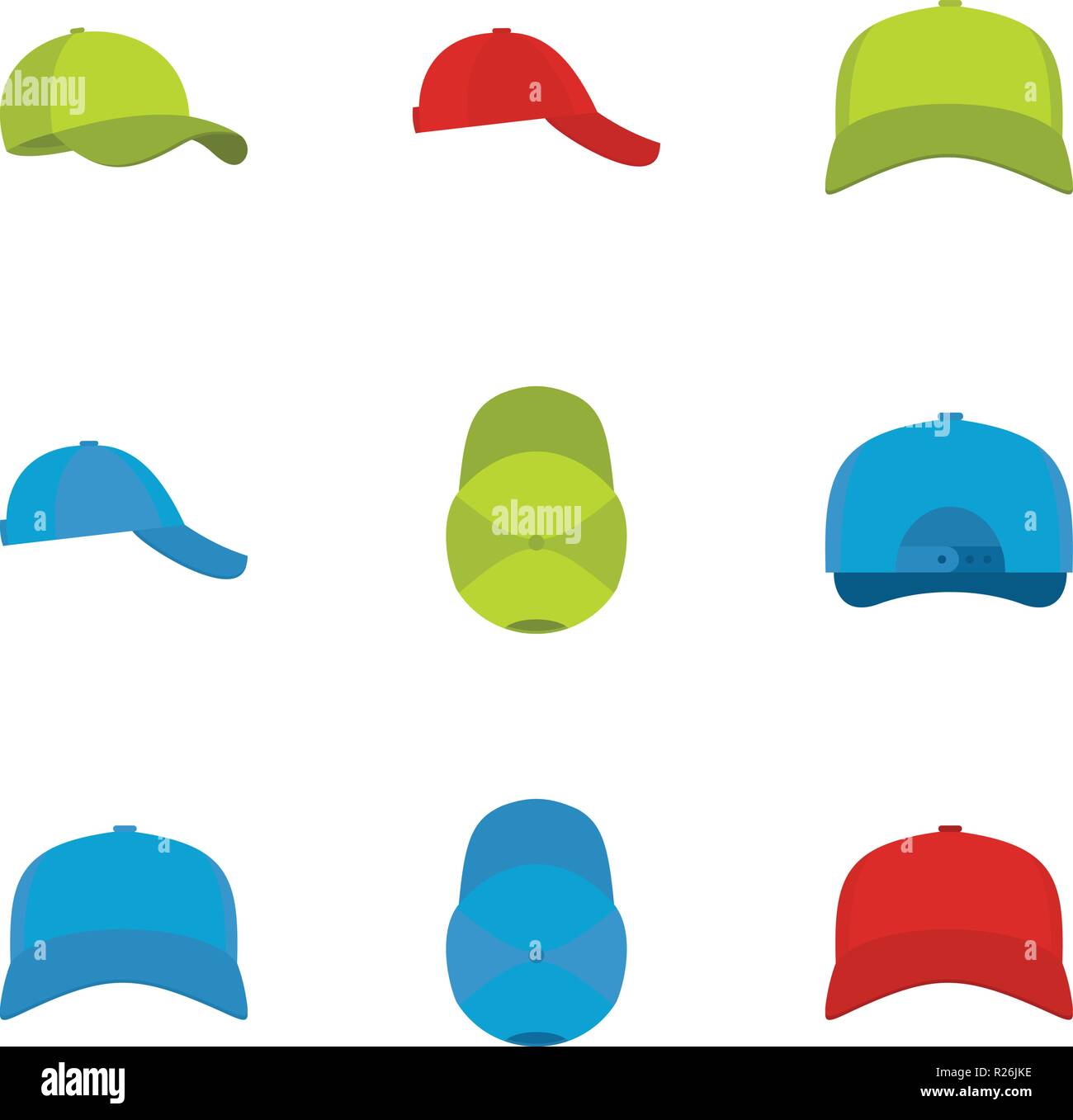 Cap icons set. flat set of 9 cap vector icons for web isolated on white ...