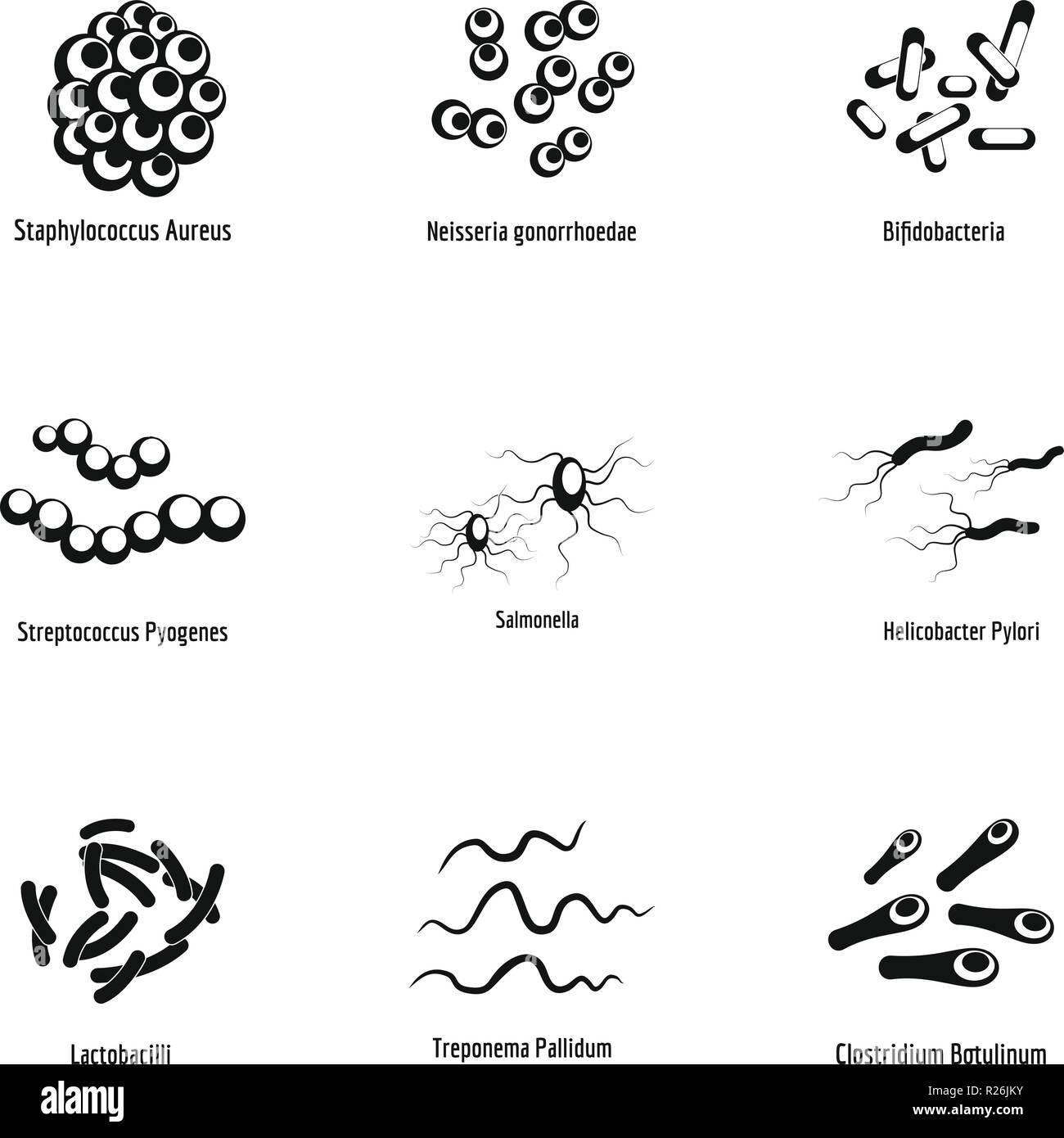 Pathogen icons set. Simple set of 9 pathogen vector icons for web ...