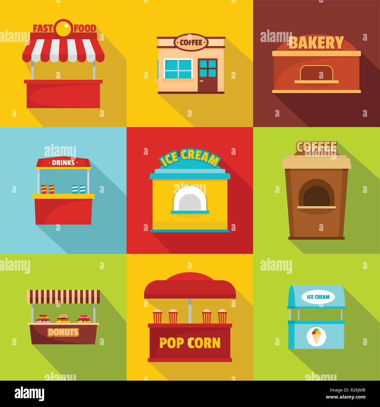 Eatery icons set. flat set of 9 eatery vector icons for web isolated on ...