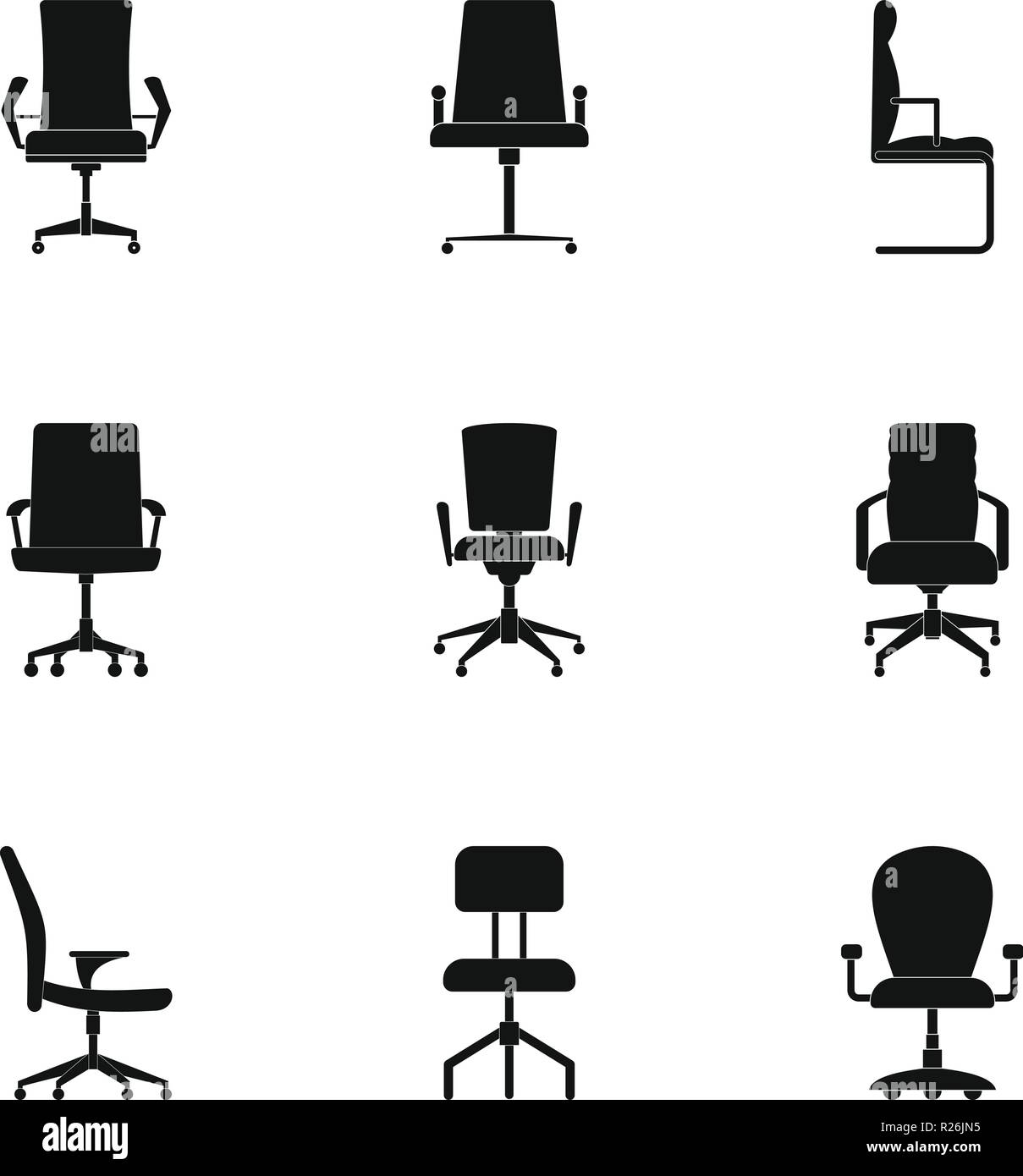Chair icons set. Simple set of 9 chair vector icons for web isolated on ...