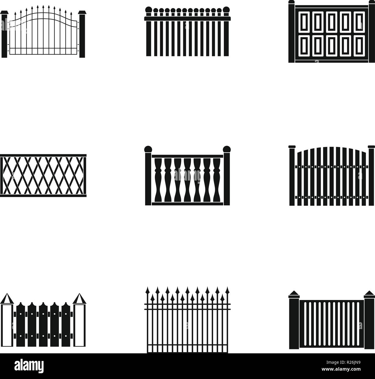 Partition icons set. Simple set of 9 partition vector icons for web ...