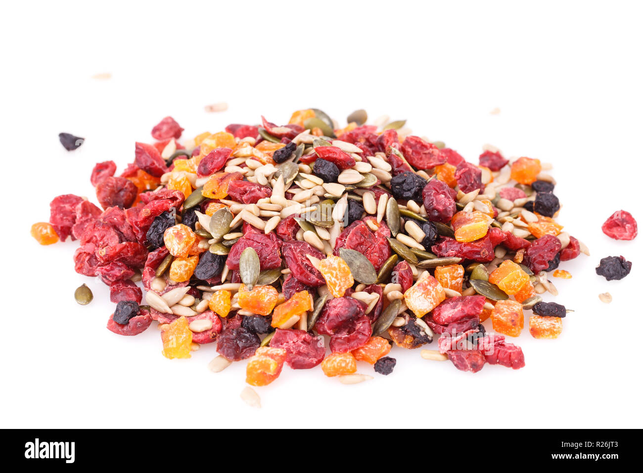 Dried fruits, berries and seeds isolated on white background Stock ...