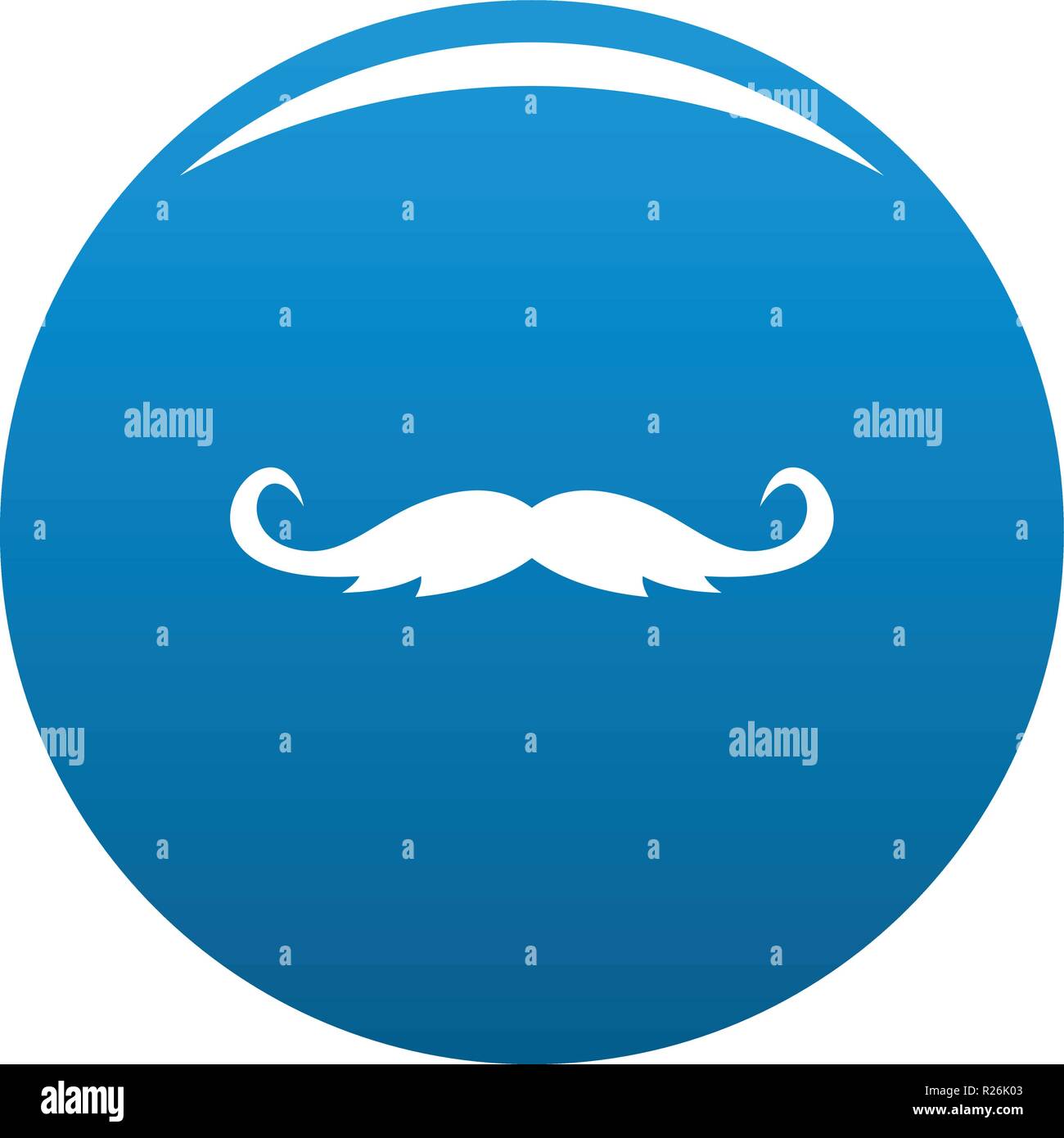 Curly mustache icon vector blue circle isolated on white background ...