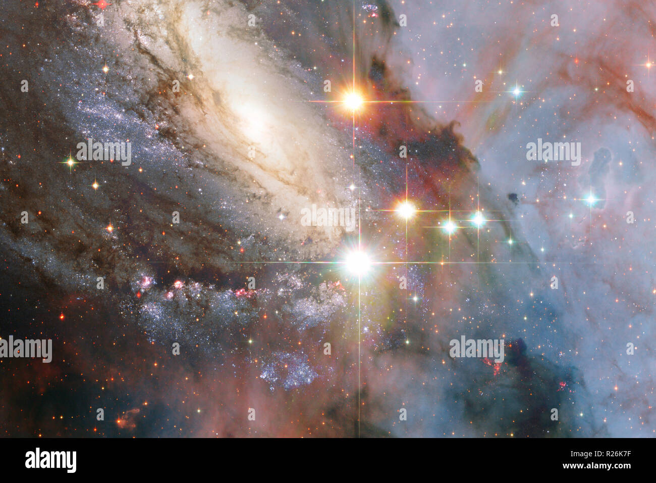 Universe scene with stars and galaxies in deep space showing the beauty ...