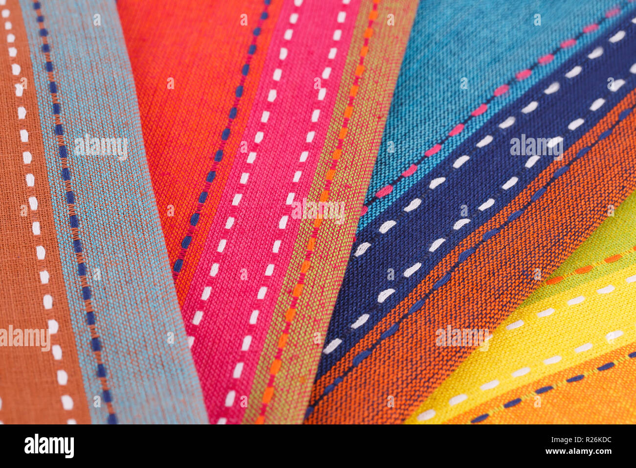 Colorful kitchen towels closeup picture Stock Photo - Alamy