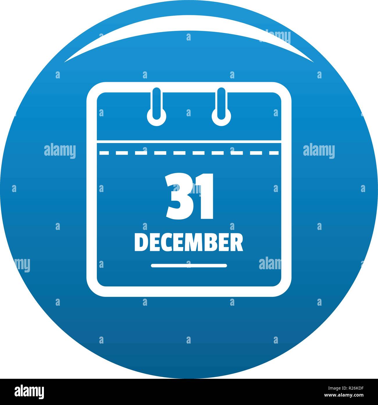 Calendar thirty first december icon vector blue circle isolated on ...