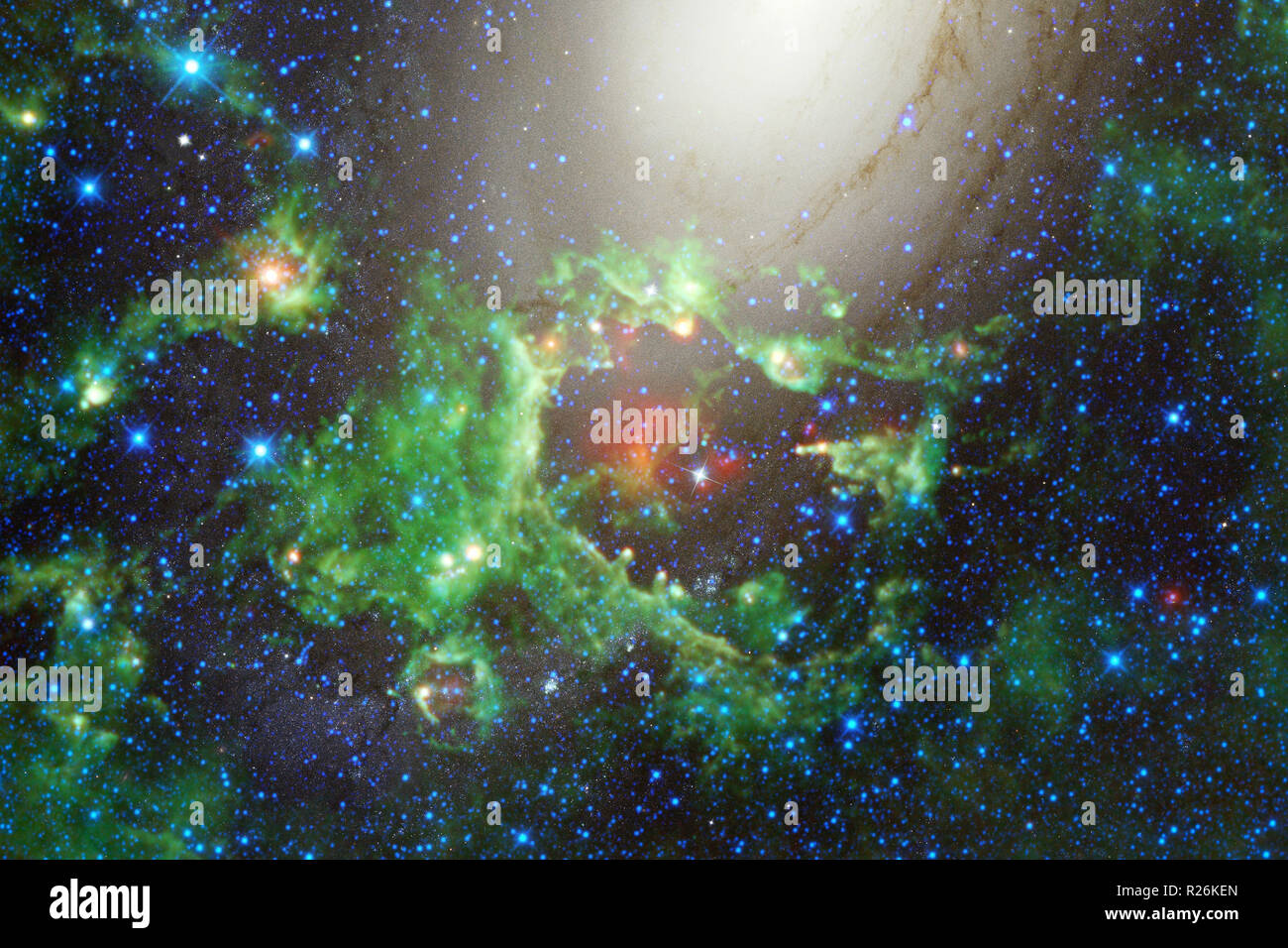 Cosmic landscape, colorful science fiction wallpaper with endless outer ...