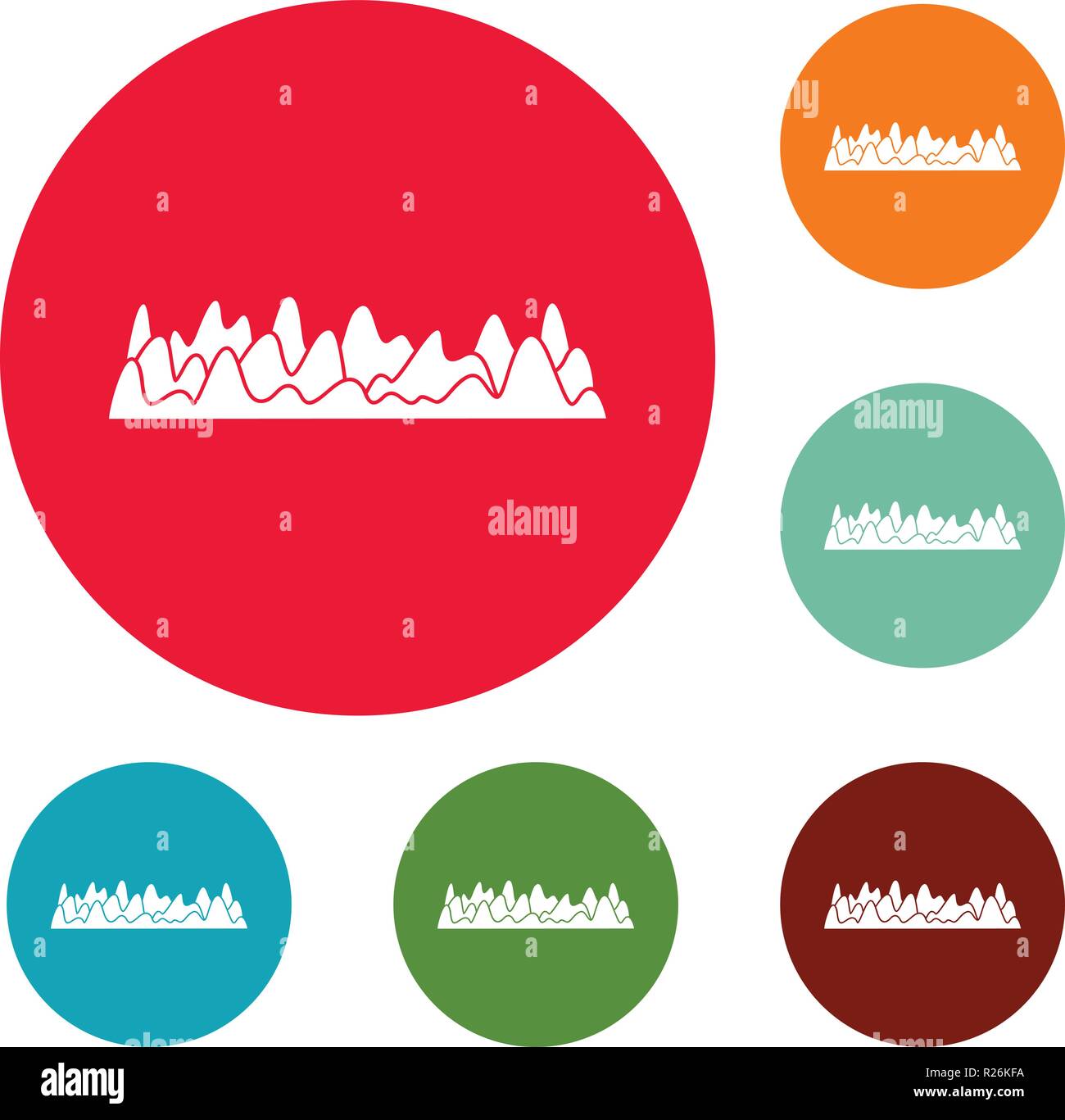 Equalizer sound vibration icons circle set vector isolated on white ...