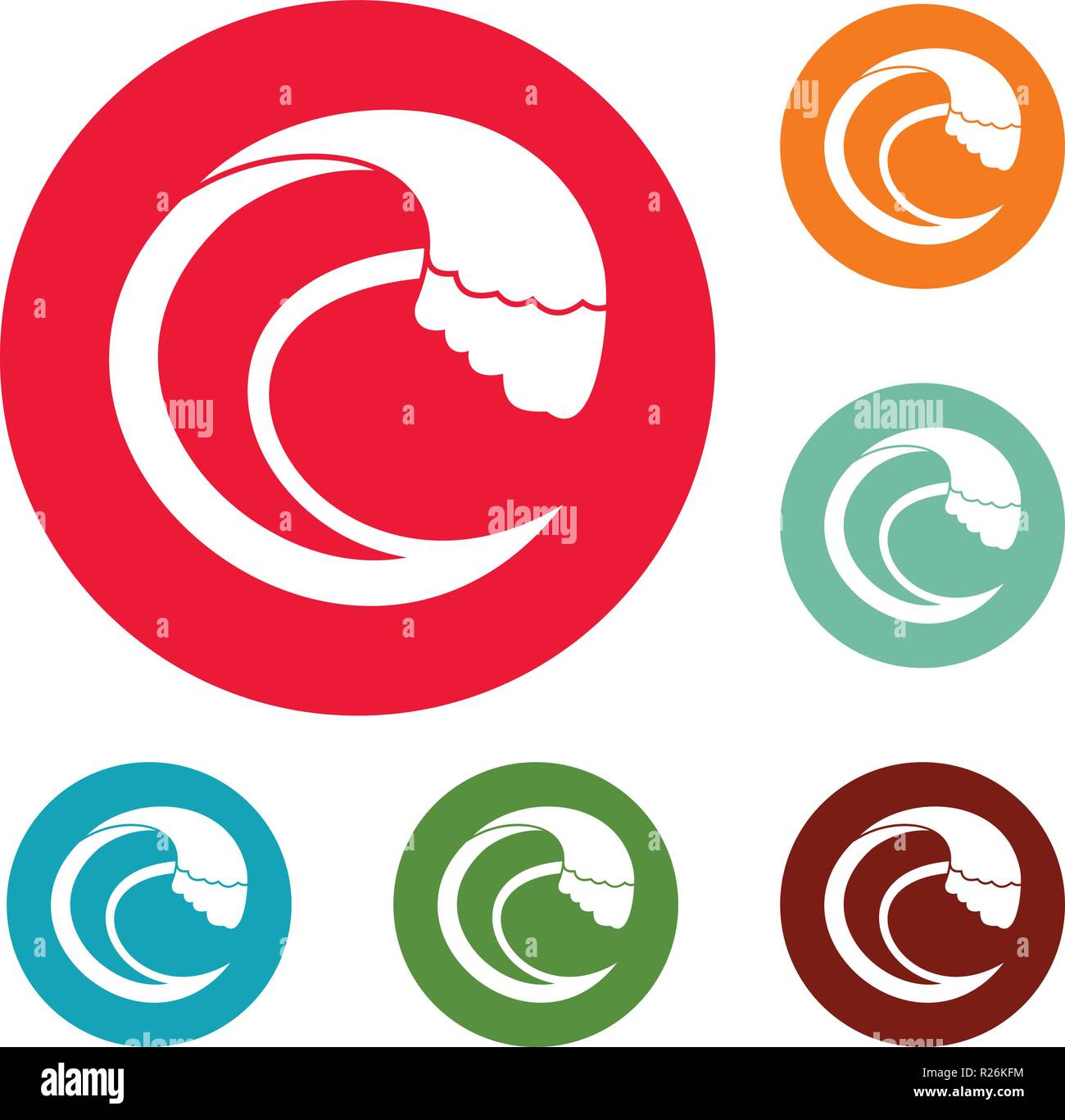 Wave aqua icons circle set vector isolated on white background Stock ...