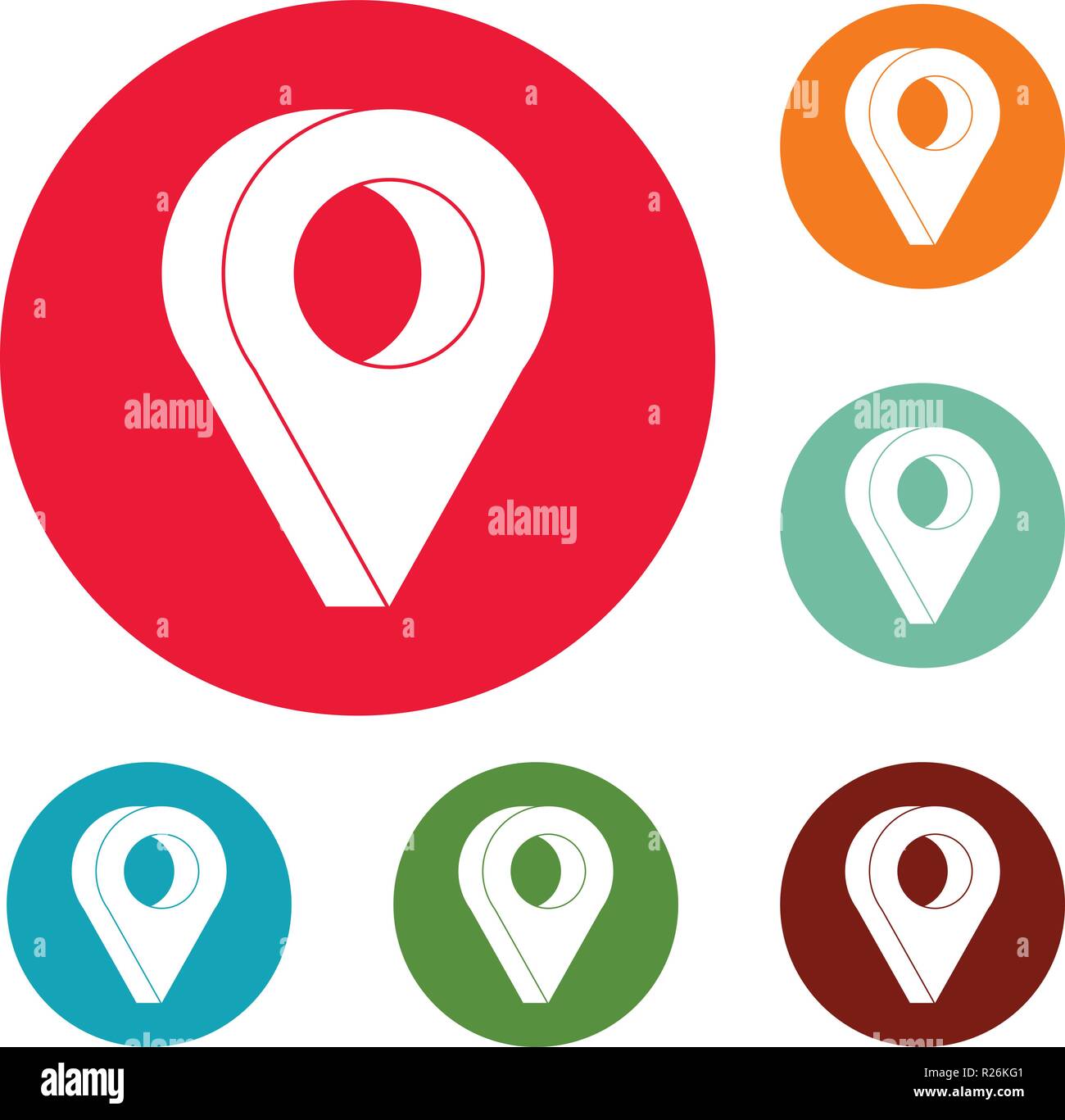 Destination icons circle set vector isolated on white background Stock ...