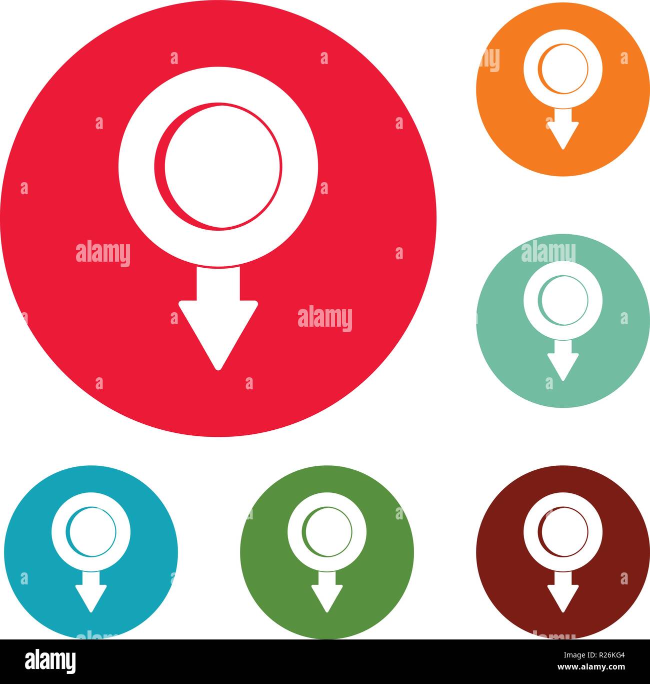 Pushpin icons circle set vector isolated on white background Stock ...