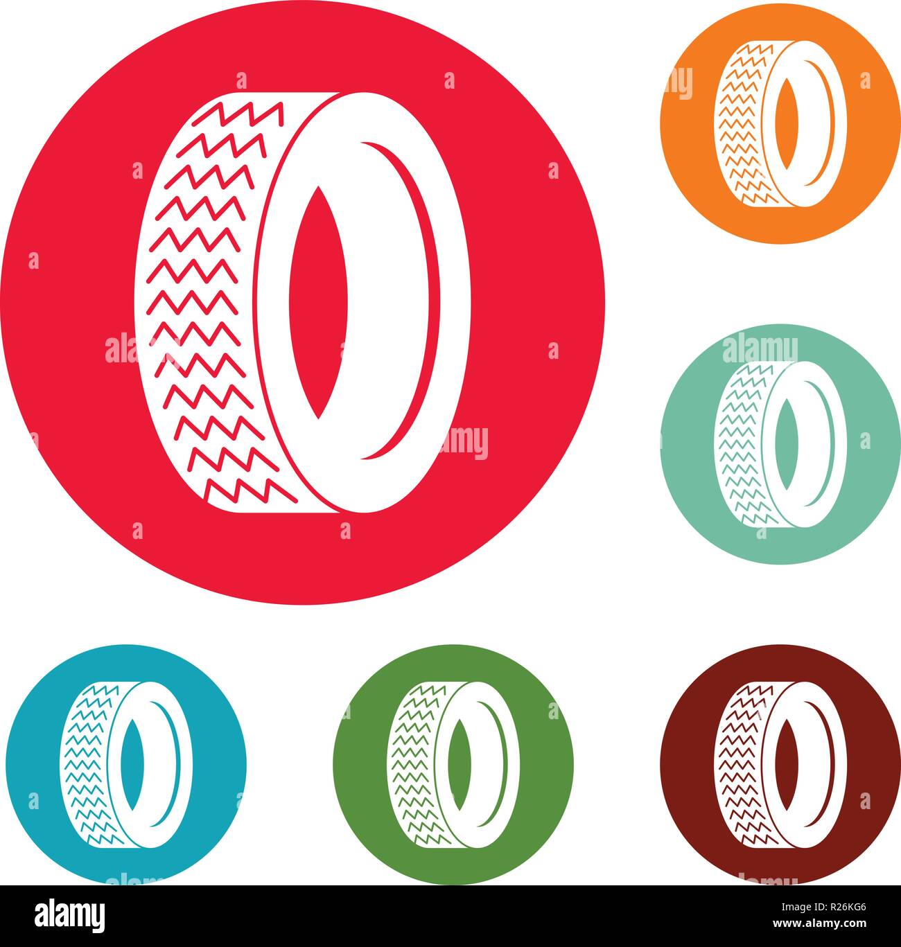 Vehicle tire icons circle set vector isolated on white background Stock ...