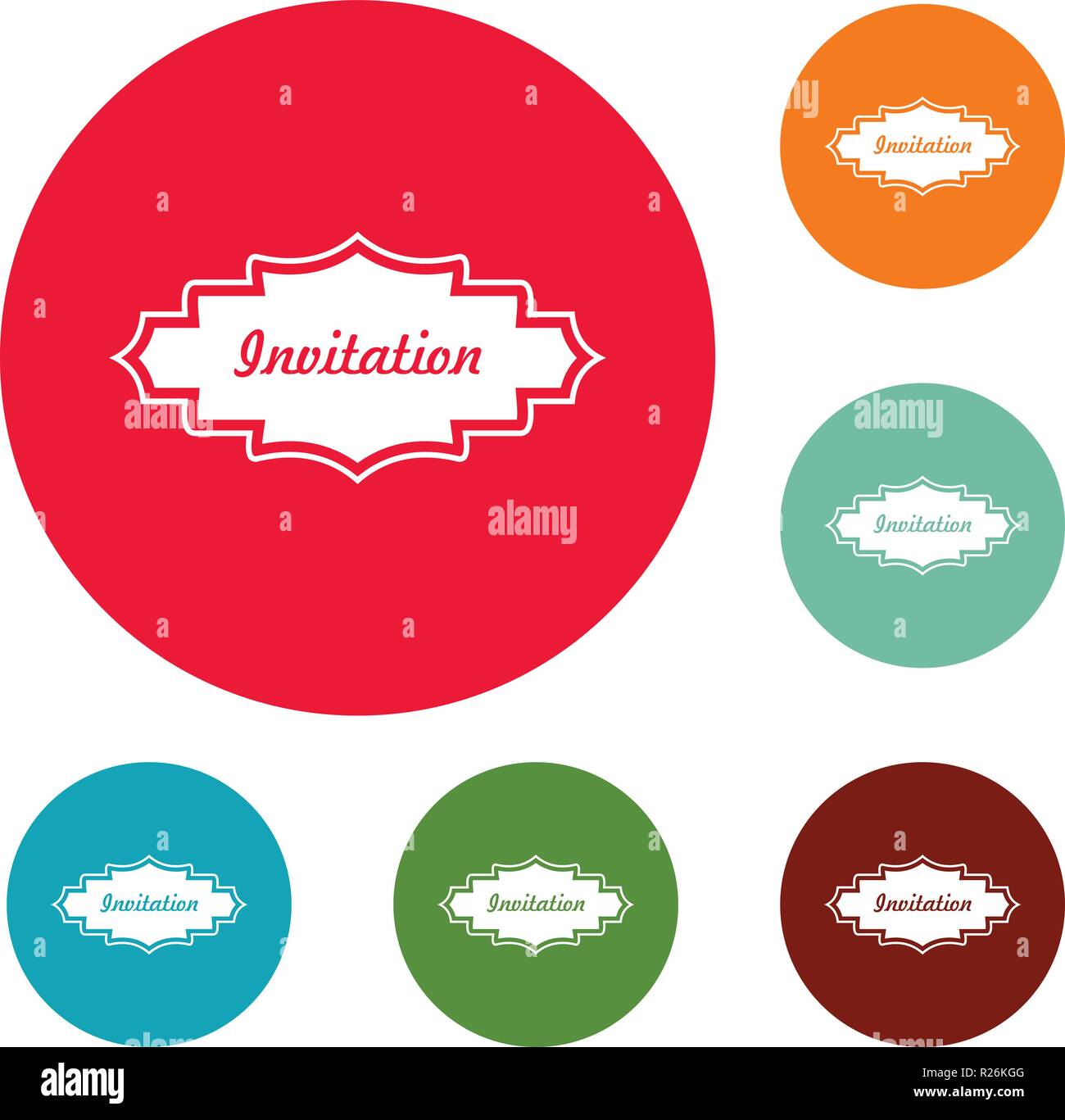Invitation label icons circle set vector isolated on white background ...