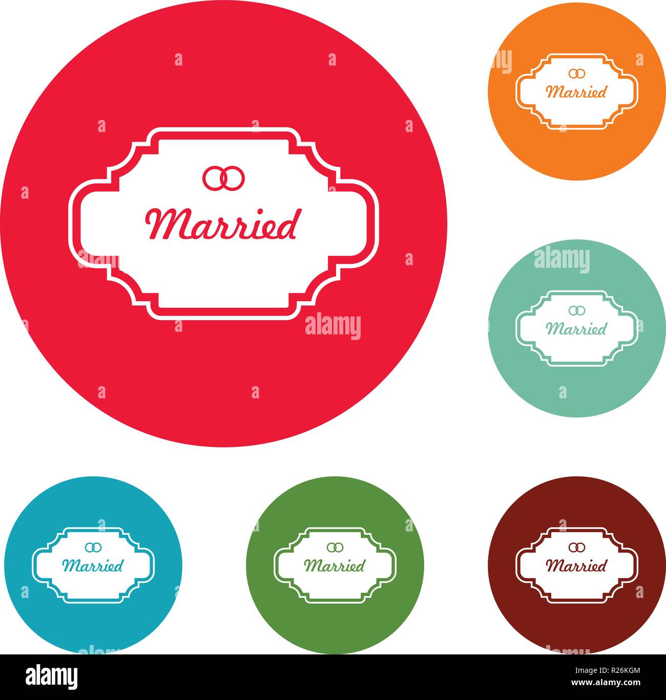 Married label icons circle set vector isolated on white background ...