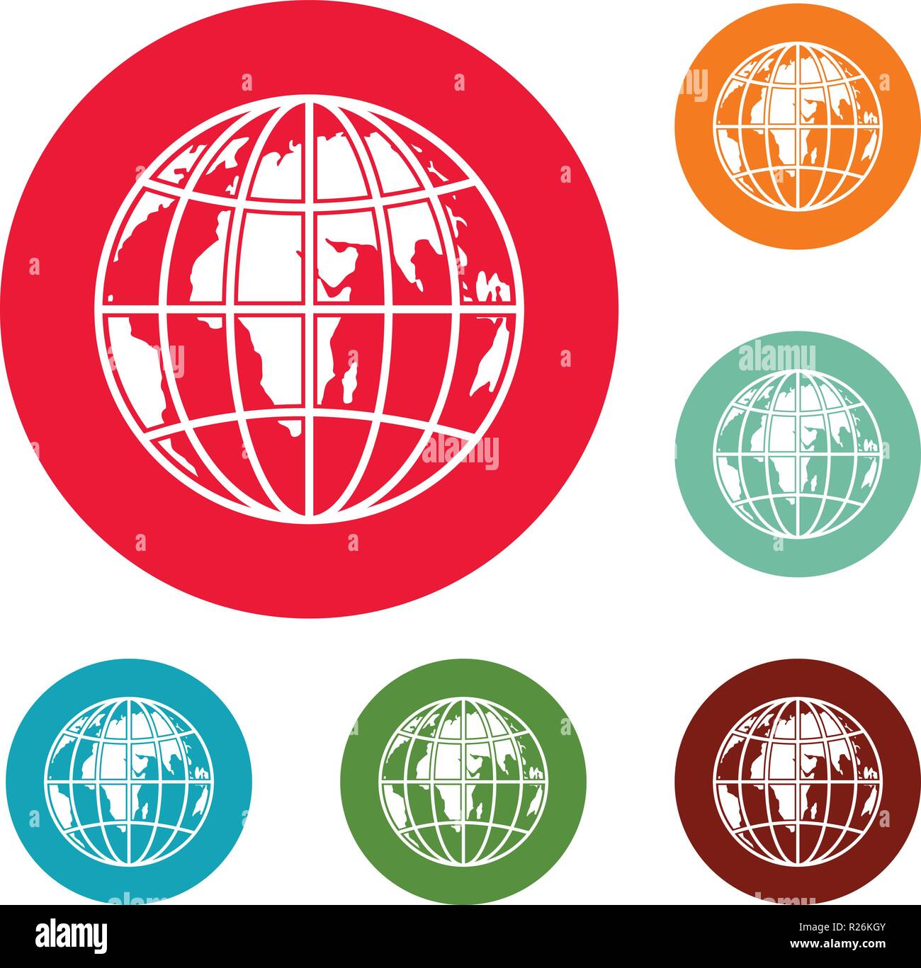 Planet earth icons circle set vector isolated on white background Stock ...