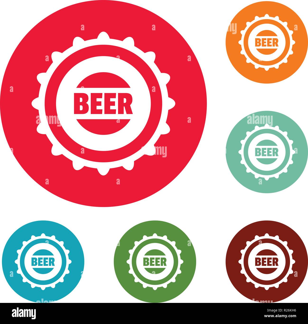 Beer cap icons circle set vector isolated on white background Stock ...