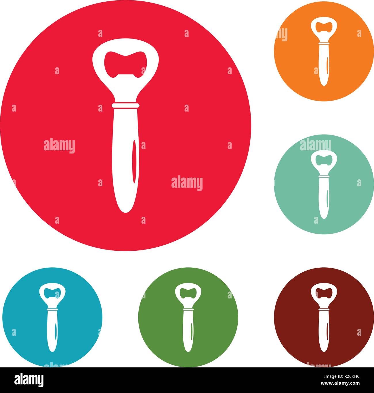 Bottle opener icons circle set vector isolated on white background ...