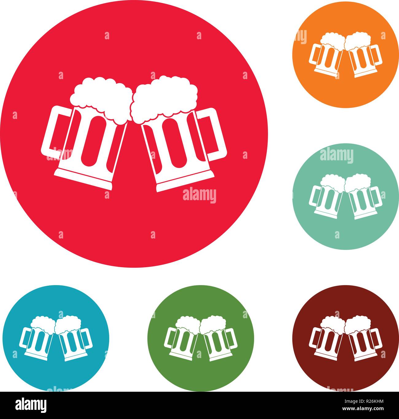 Beer mug icons circle set vector isolated on white background Stock ...