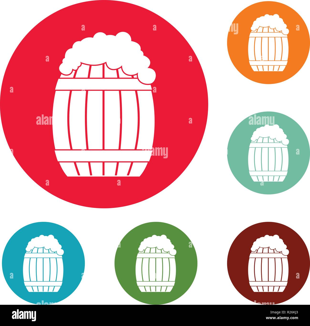 Full barrel icons circle set vector isolated on white background Stock ...