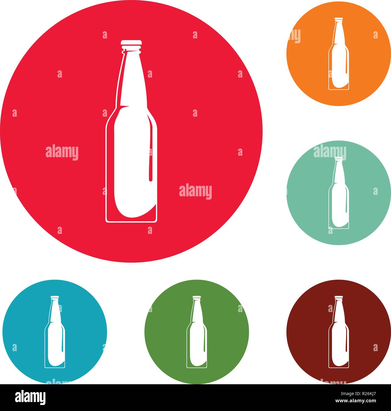 Closed bottle icons circle set vector isolated on white background ...