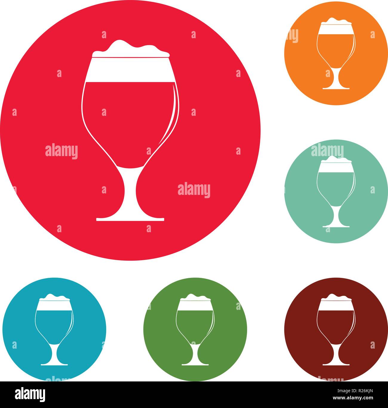 Glass of beer icons circle set vector isolated on white background ...