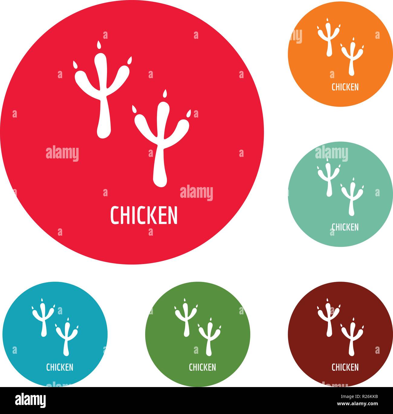 Chicken step icons circle set vector isolated on white background Stock ...